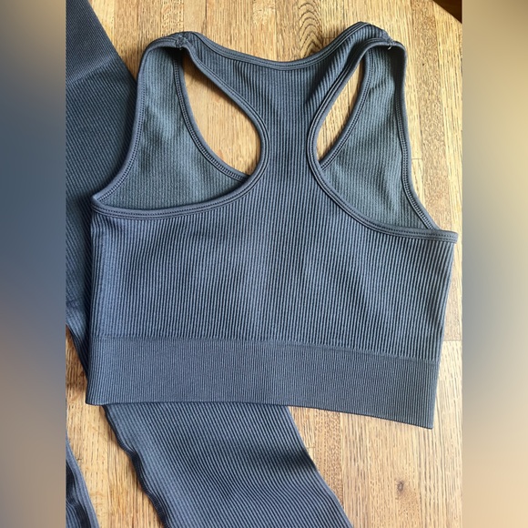 Pants & Jumpsuits | Charcoal Grey Ribbed Activewear Set | Poshmark